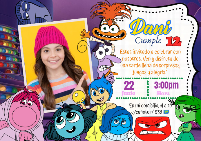 Invitación de Intensamente 2 Template | PosterMyWall