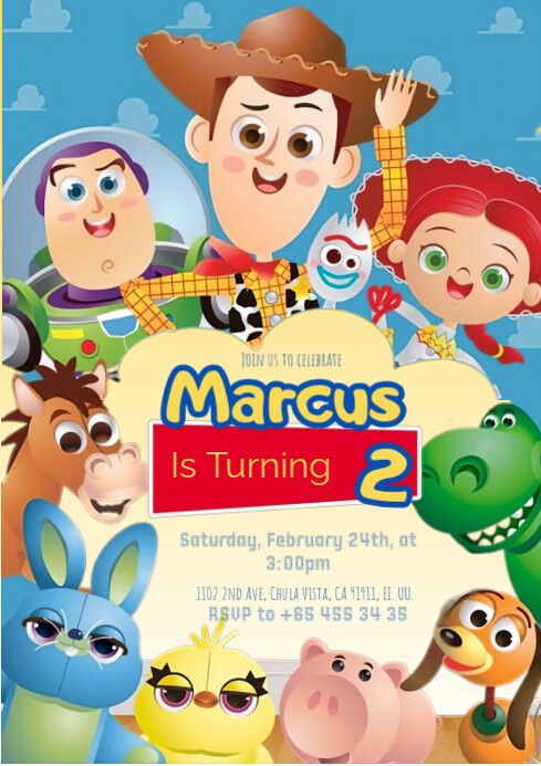 Invitación de toy story cumpleaños Template | PosterMyWall