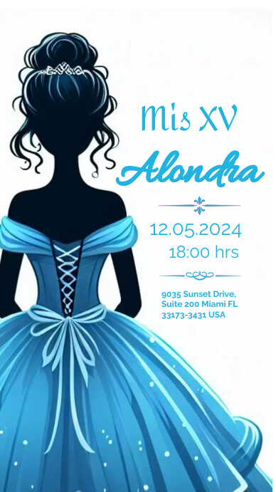 invitación de xv años azul Template | PosterMyWall