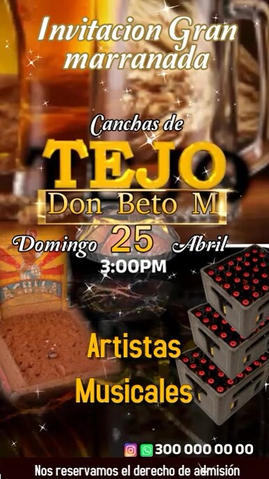 Invitación Marranada canchas de tejo Templat | PosterMyWall