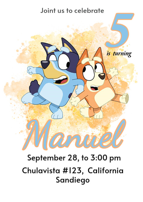 Plantilla de invitacion bluey | PosterMyWall