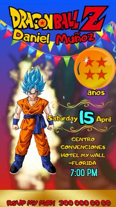 INVITACION GOKU ANIMATE BIRTHDAY 2 (1) Template | PosterMyWall