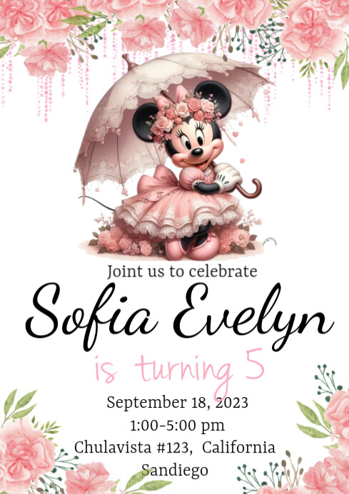 Invitacion Minnie Template | PosterMyWall