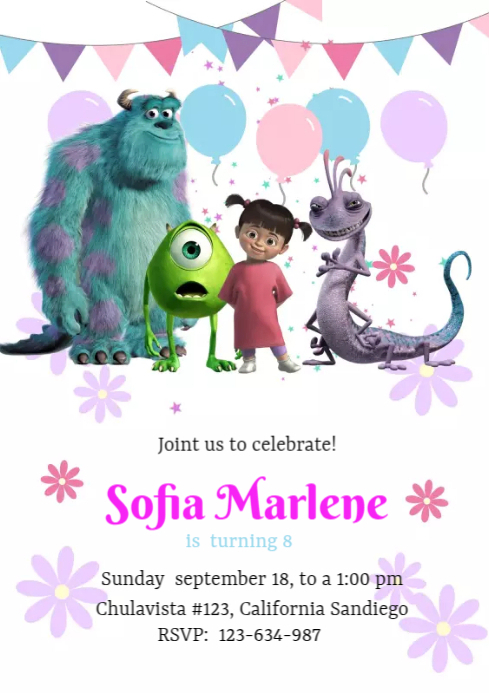 invitacion moustros boo Template | PosterMyWall