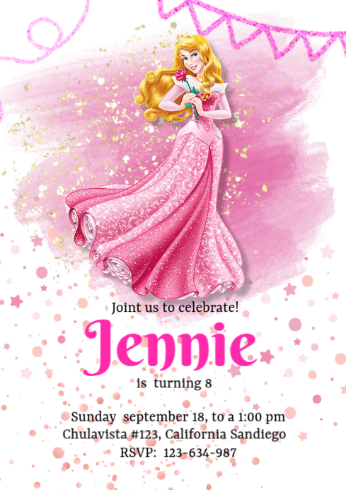 Invitacion princesa Aurora Template | PosterMyWall
