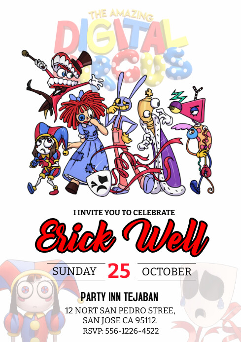 invitacion the amazing digital circus Template | PosterMyWall