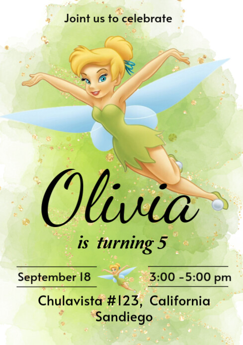 invitacion tinkerbell campanita Template | PosterMyWall