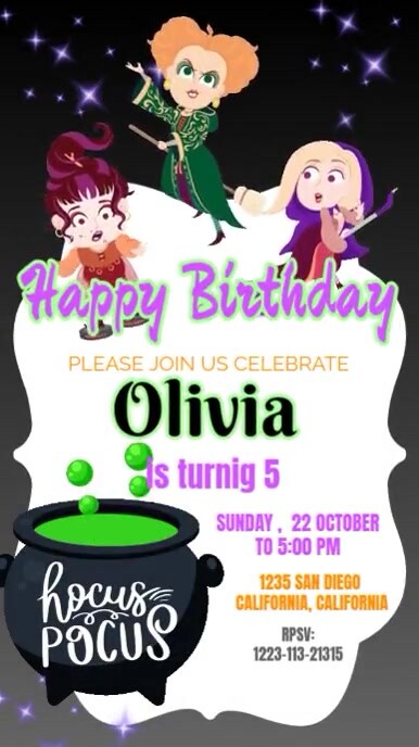 Invitacion video hocus pocus Template | PosterMyWall