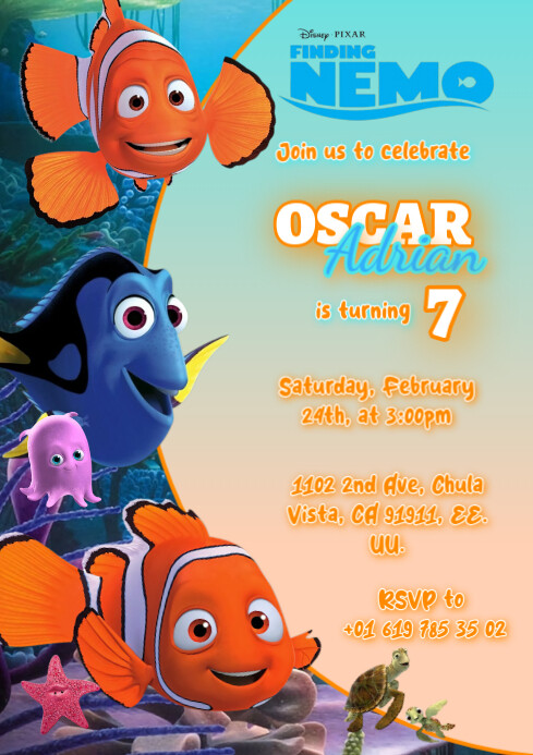 Invitación buscando a nemo Template | PosterMyWall