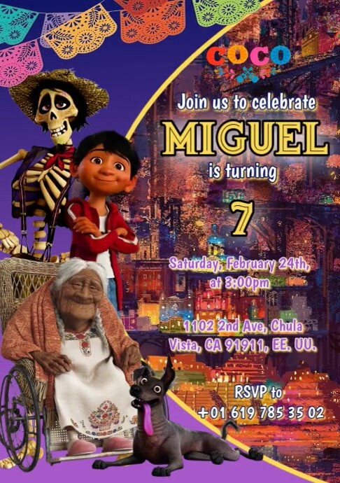 Invitación de coco pelicula disney Template | PosterMyWall