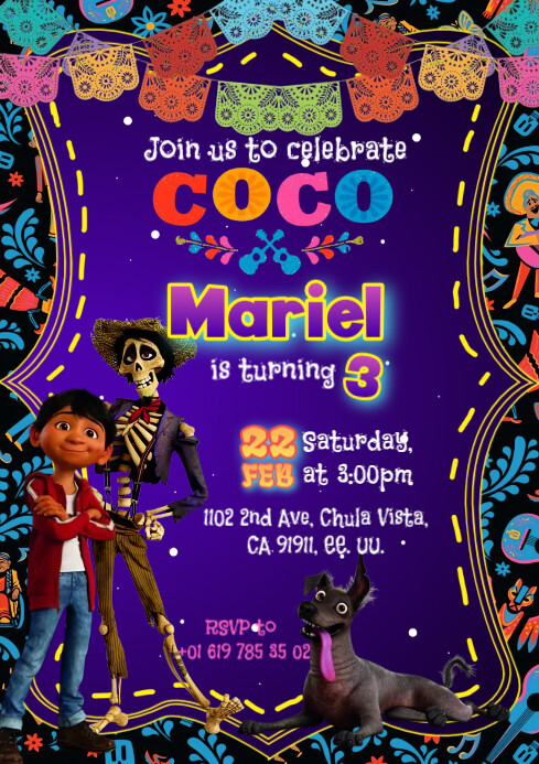 Invitación de coco película Template | PosterMyWall