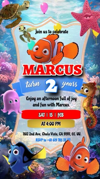 Invitación de cumpleaños Buscando a Nemo Buscando a Dory Template | PosterMyWall