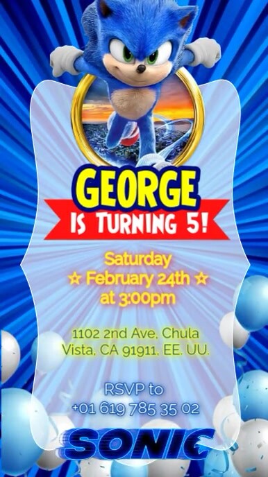 Invitación de sonic Template | PosterMyWall