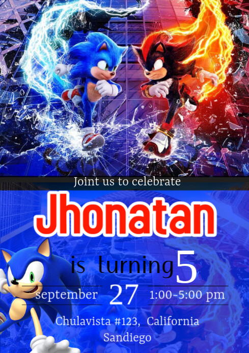 Invitación sonic Template | PosterMyWall