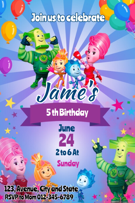 Invitation Birthday Fixies Template | PosterMyWall