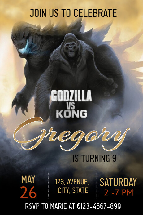 Godzilla Invitation Template
