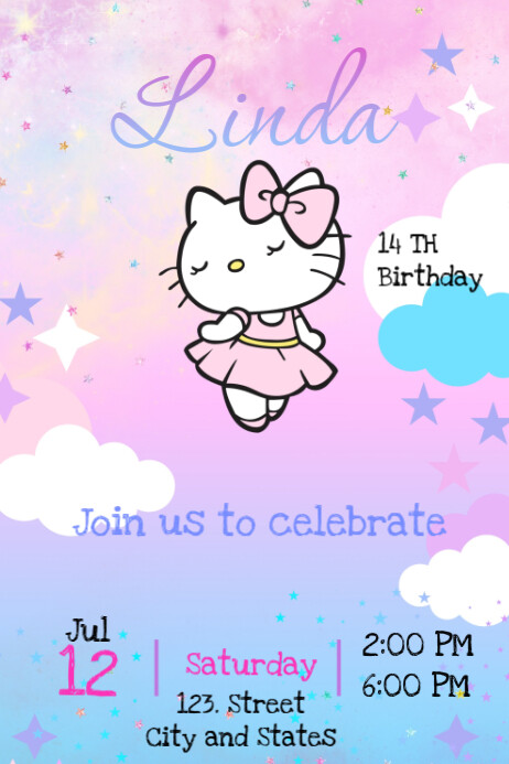 Invitation Birthday Hello Kitty Template | PosterMyWall