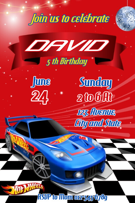 Invitation Birthday Hot Wheels Template | PosterMyWall