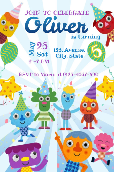 Invitation Birthday Super Simple Songs Template | PosterMyWall