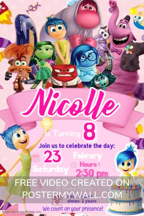 Plantilla de Invitation Intensamente inside out celebration happy ...