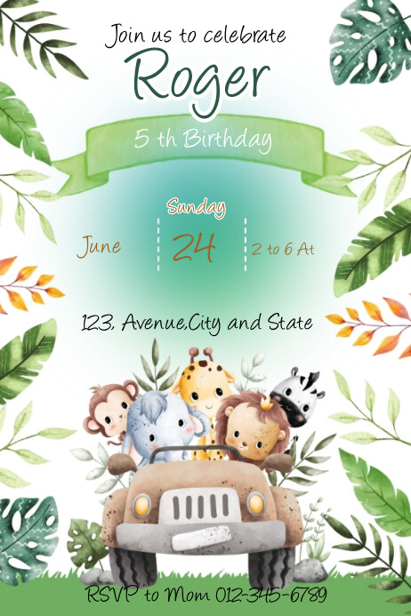 Copy of Invitation Safari Animal | PosterMyWall