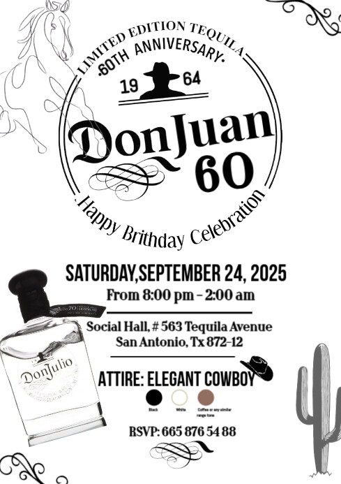 70 years Tequila Don Julio 70 Th invitation happy Brithday 60 th years ...
