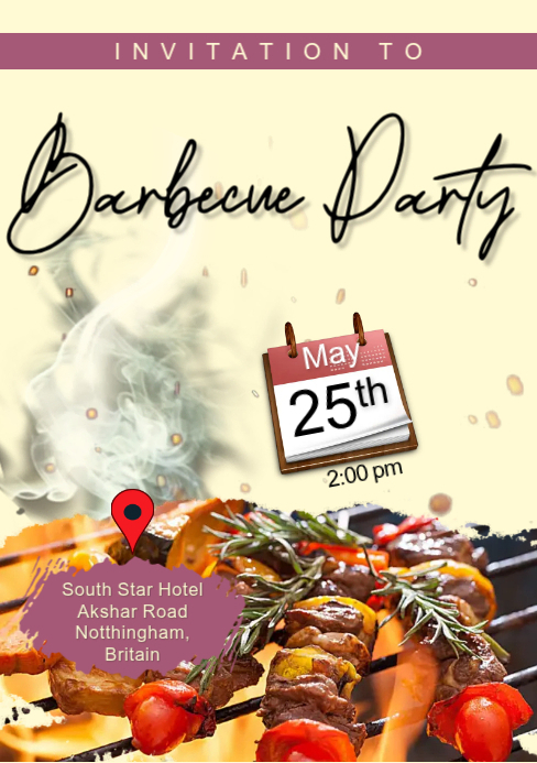 Invitation to barbecue party event flyer Template | PosterMyWall