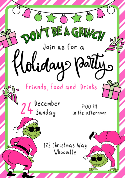 Invitation to the Grinch's Christmas Party Template | PosterMyWall