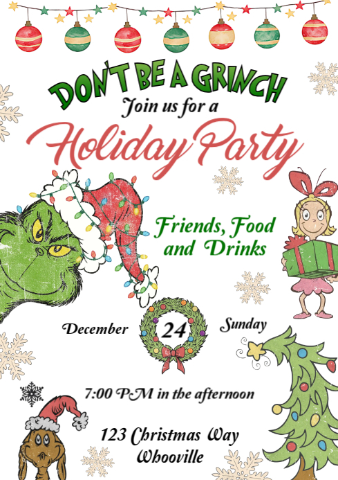 Copy of Invitation to the Grinch's Christmas Party | PosterMyWall