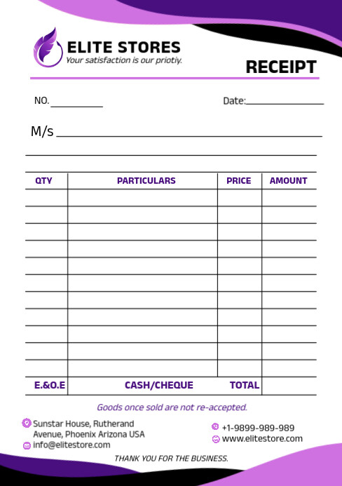Invoice cash sale Receipt business template | PosterMyWall