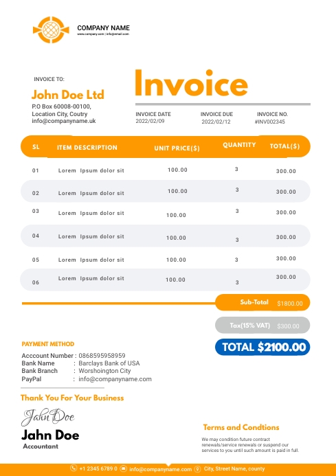 invoice Template | PosterMyWall