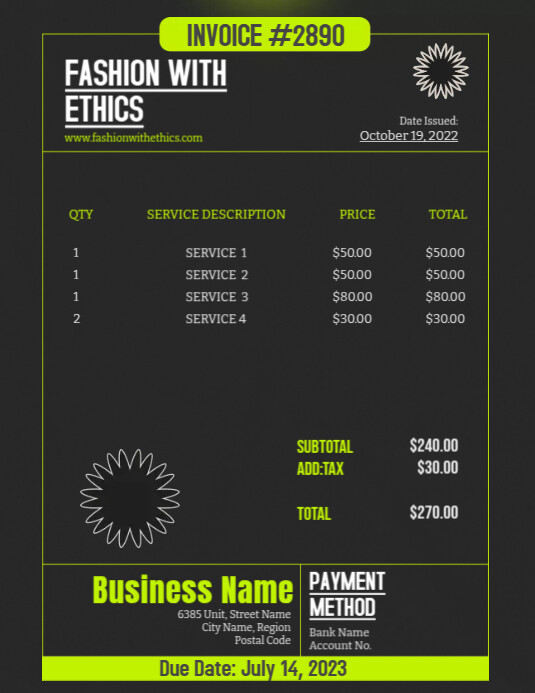 Invoice Template | PosterMyWall