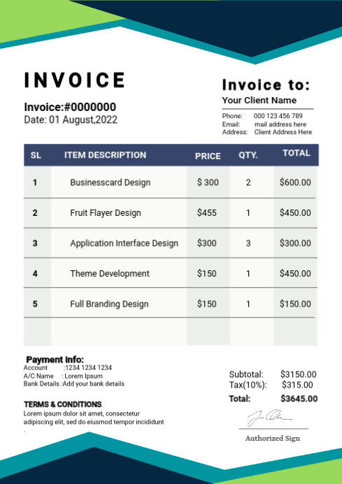 Copy of Invoice design template | PosterMyWall