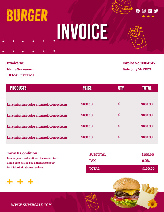 Invoice Template | PosterMyWall