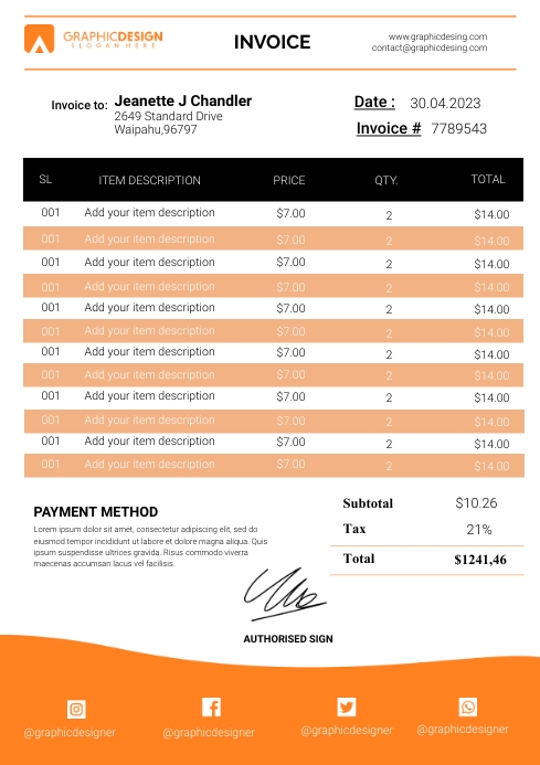 Invoice Minimalist Designer Template | PosterMyWall