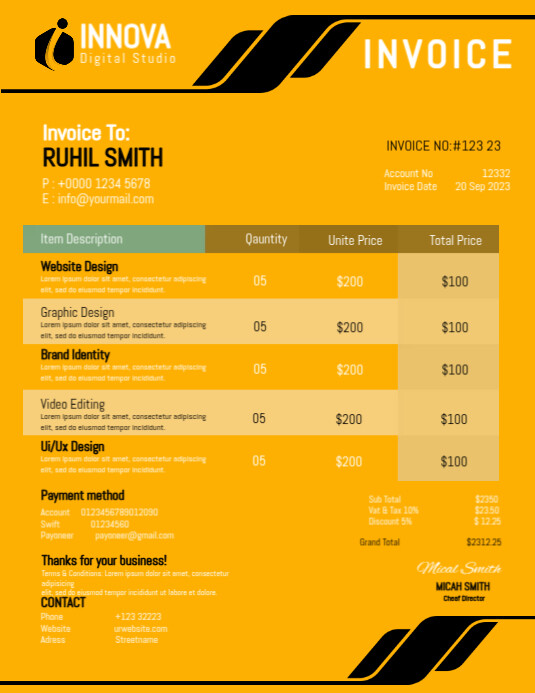 Invoice Receipt Template | PosterMyWall