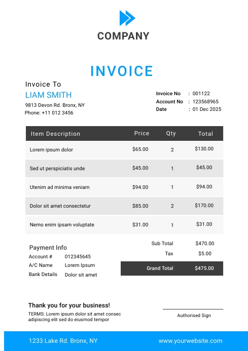 Copy of Invoice Template Design | PosterMyWall
