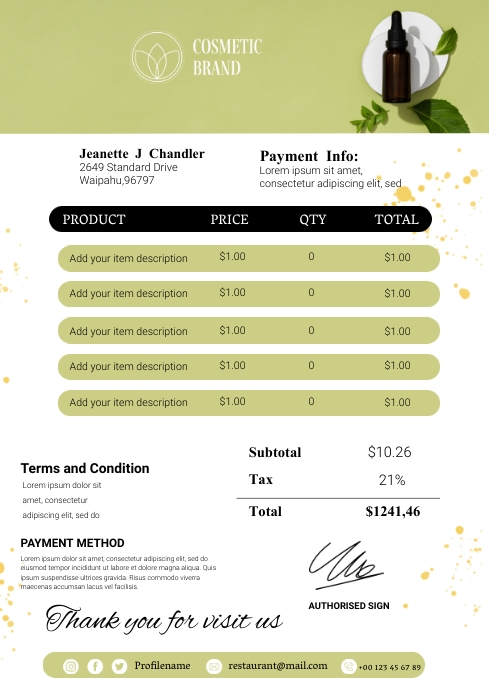 Plantilla de Invoice Wellness | PosterMyWall