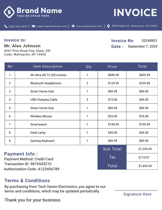 Invoice White and Blue Flyer Design-Vorlage | PosterMyWall