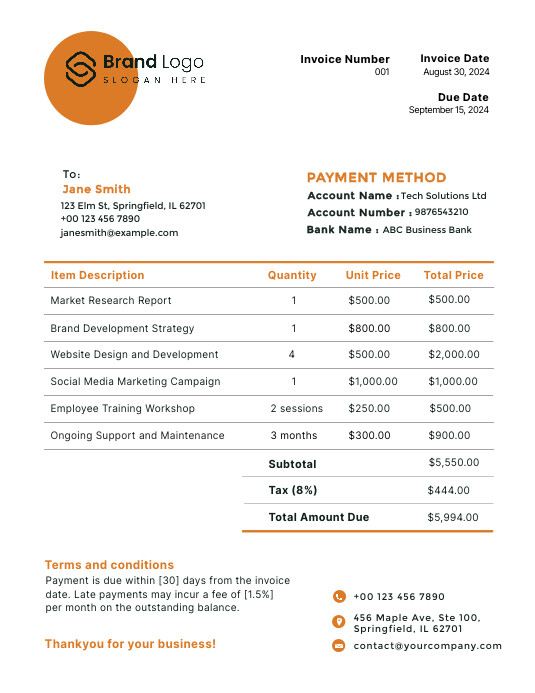 Modèle Invoice White and Orange Flyer Design | PosterMyWall