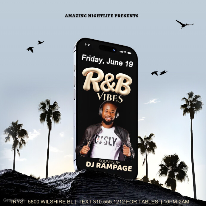 Iphone Palm Tree RnB Party Flyer Template Free Unique | PosterMyWall