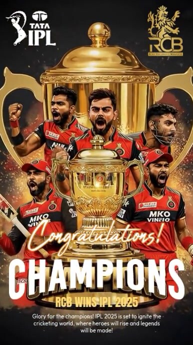 IPL 2025 Champions Template | PosterMyWall