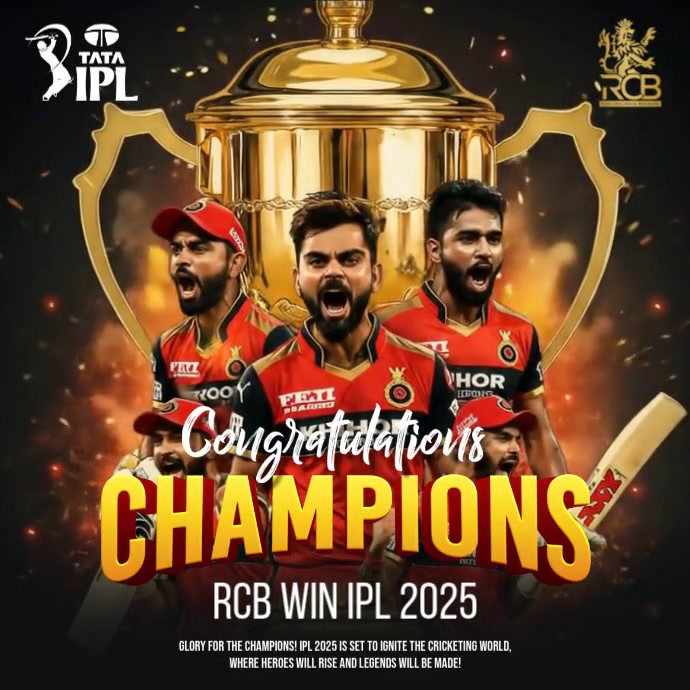 Plantilla de IPL Champion 2025 | PosterMyWall