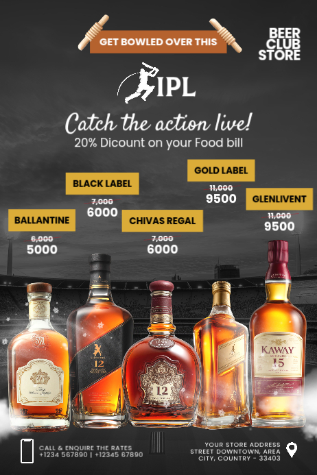 Copy of IPL Cricket Beer Rates Ad Template | PosterMyWall