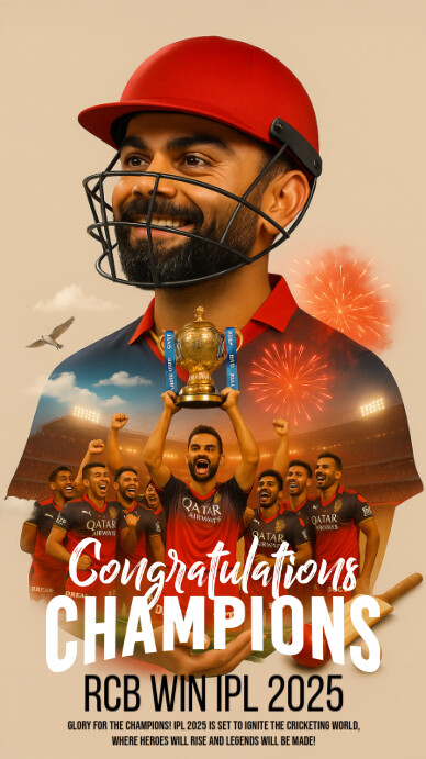 Ipl Winner 2025 Instagram Story Template | PosterMyWall
