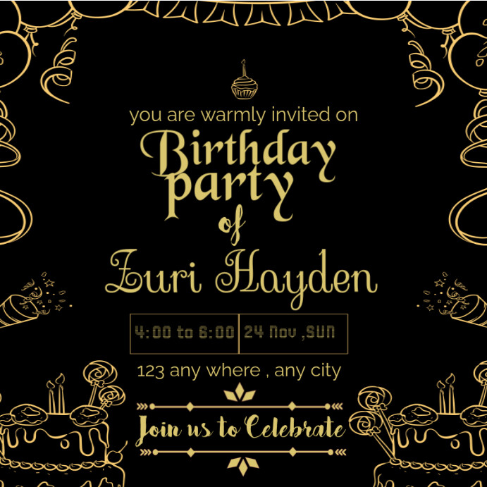 irthday party invitation card Template | PosterMyWall