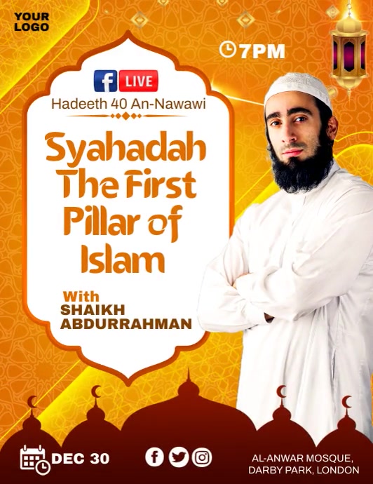 Islamic lecture Facebook Live Template | PosterMyWall