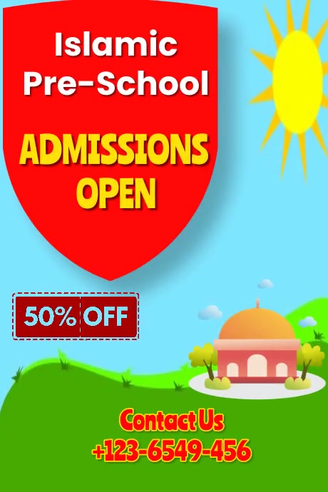 Islamic Pre School Admissions free Template | PosterMyWall