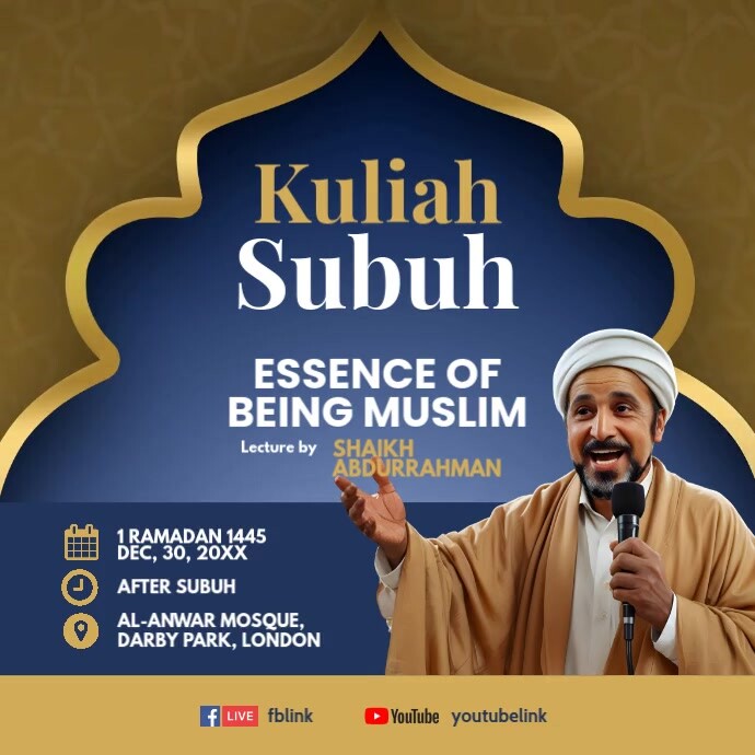 Islamic Preacher Ceramah Kuliah Subuh Video Post Template | PosterMyWall