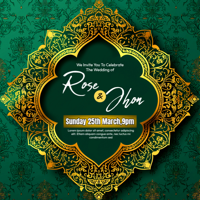 Islamic wedding card Template | PosterMyWall